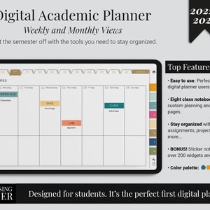 Academic Digital Planner 2022 2023, Bright Colors, Goodnotes Planner ...