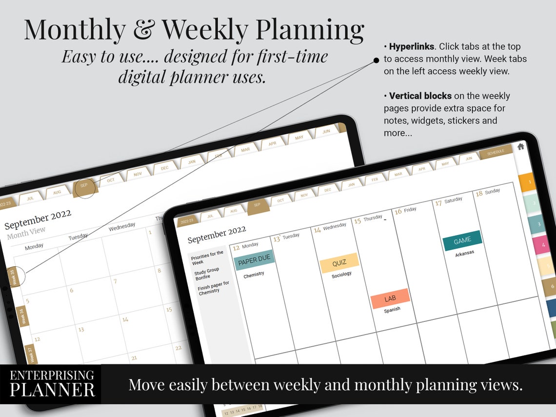 Academic Digital Planner 2022 2023 Bright Colors Goodnotes - Etsy