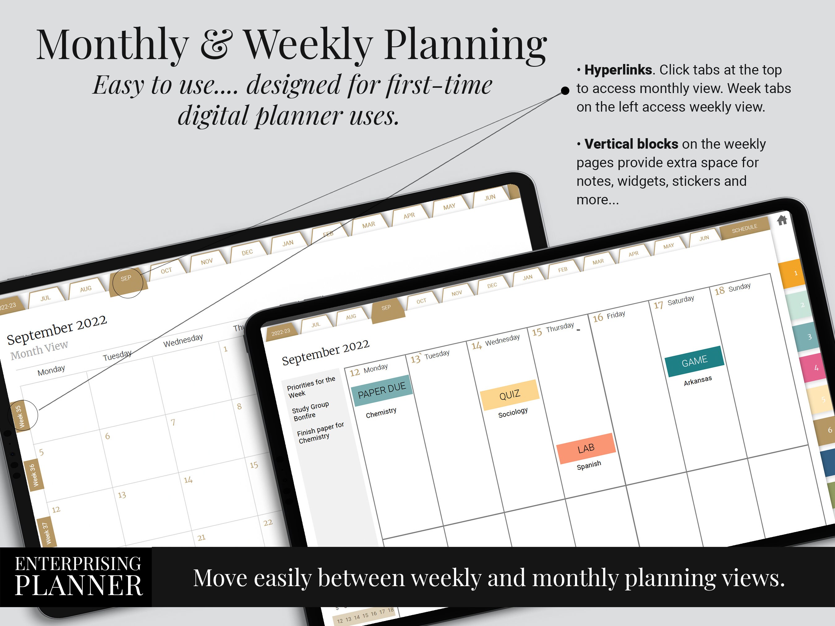 Academic Digital Planner 2022 2023, Bright Colors, Goodnotes Planner ...
