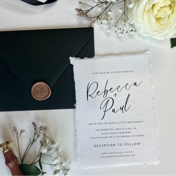 Deckled Edge Wedding Invitation - Etsy