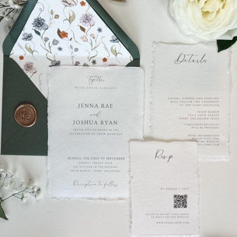 Deckled Edge Wedding Invitation - Etsy