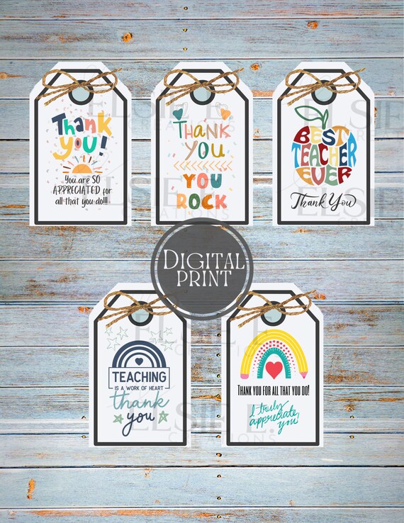 Teacher Appreciation Printable Gift Tags Teacher Gift Back - Etsy