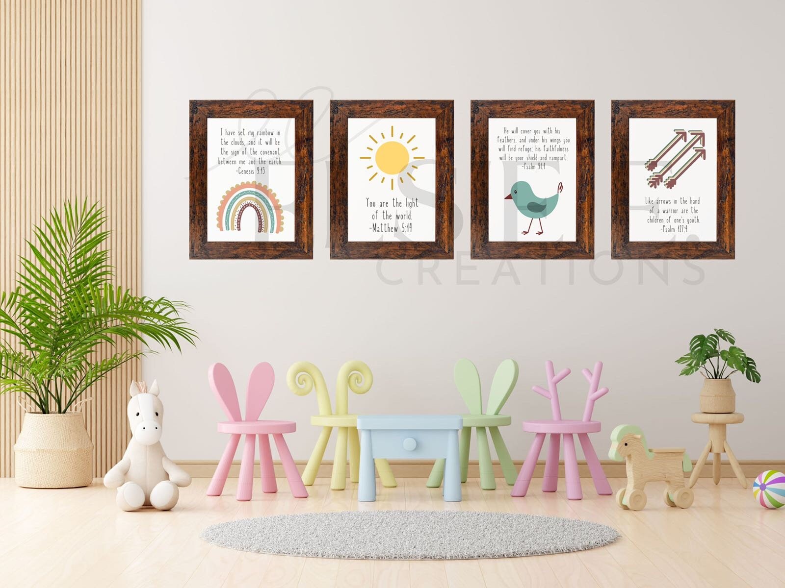 Kids Bible Verse Wall Art, Set of 4, Nursery Wall Art, Scripture Print ...