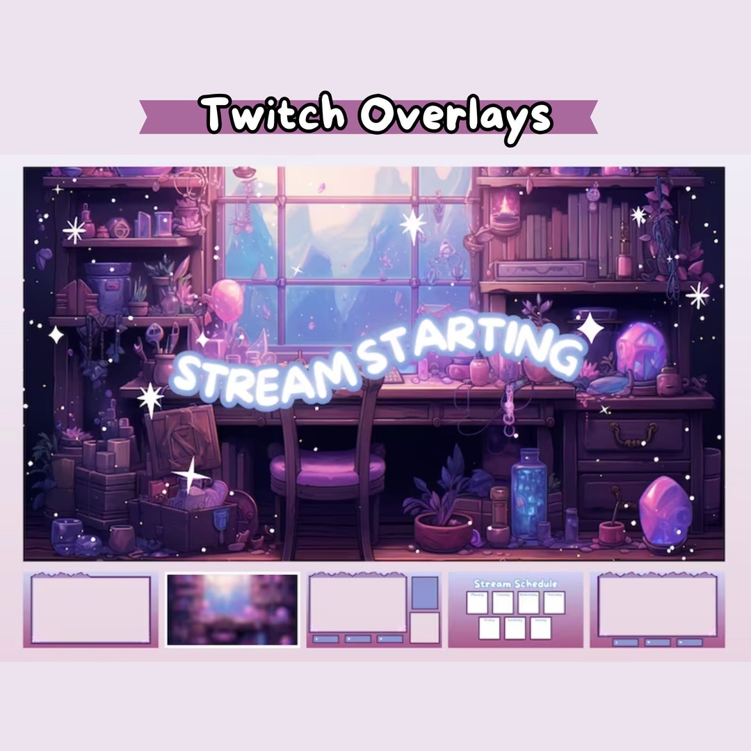 Purple Witchy Animated Stream Overlay Package for Twitch Lofi - Etsy Portugal