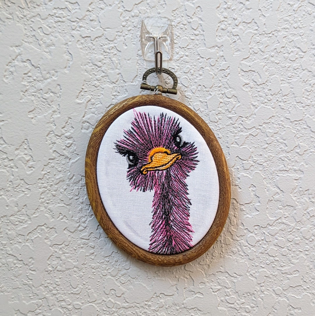 Pink Ostrich Embroidered Décor 4 Inches, Ostrich Décor, Wall Décor ...