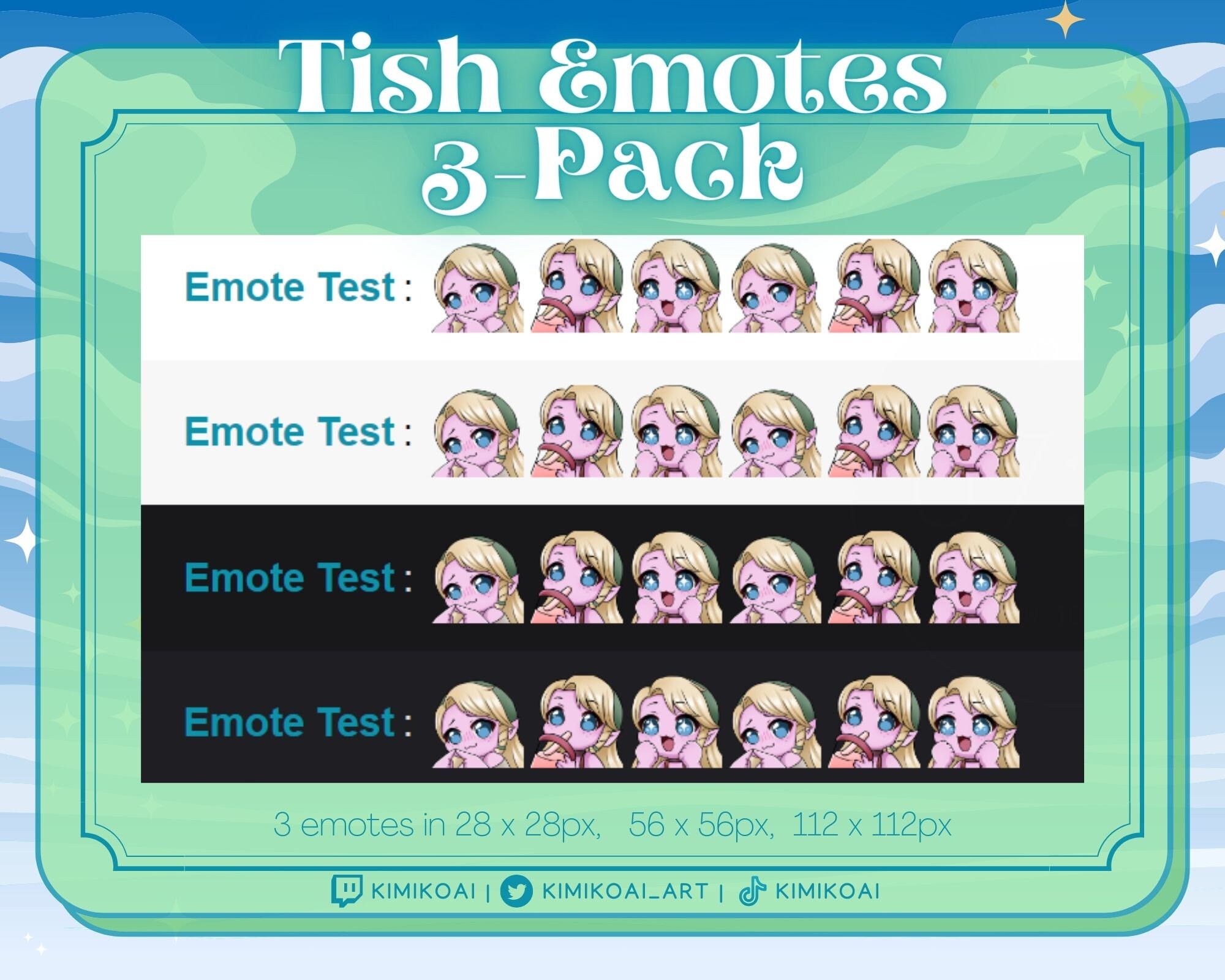 Palia Tish Emote 3 Pack, Shy, Cute, Embarassaed, Sip, Drink, Excited ...