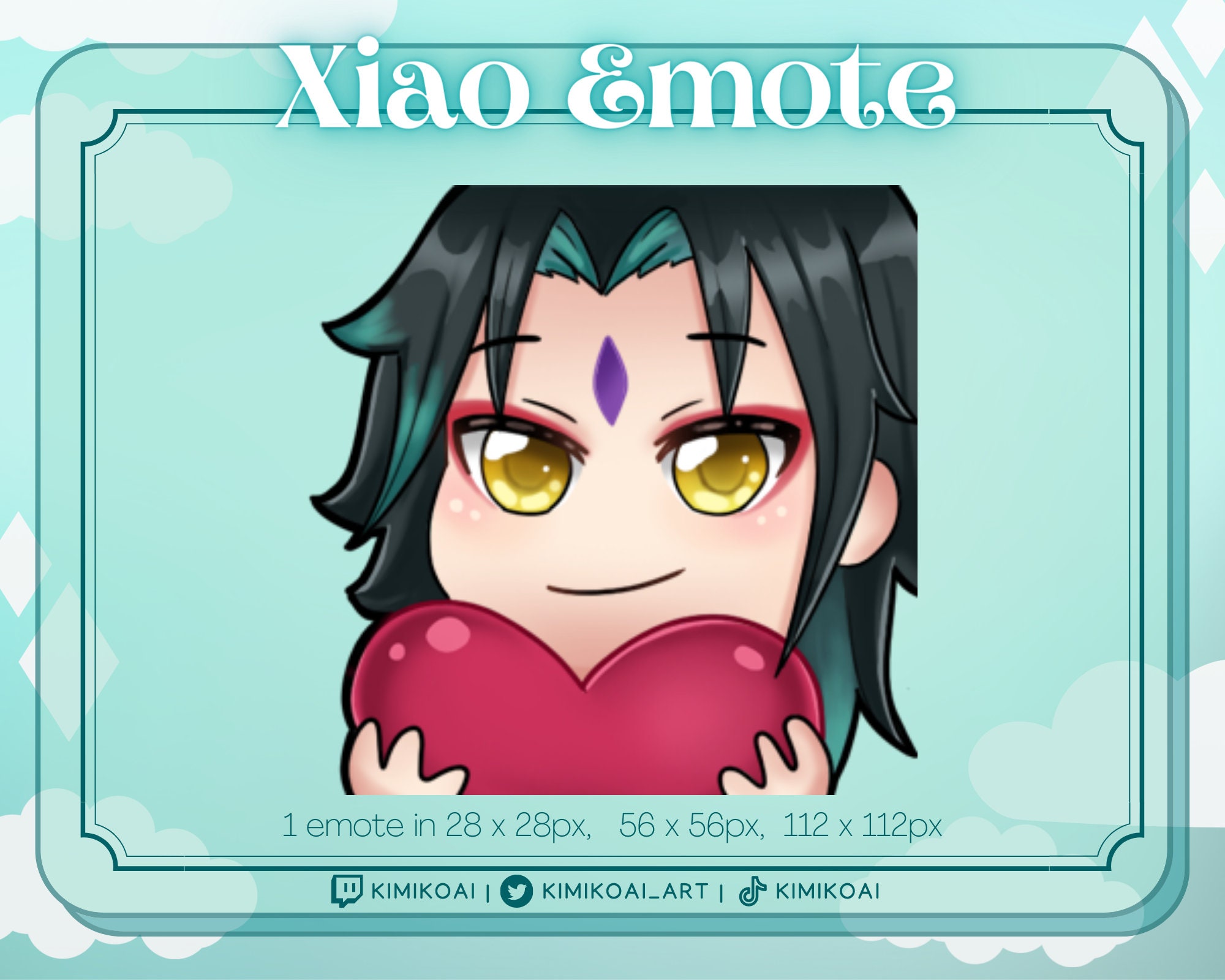 Genshin Impact Xiao Heart Emote, Twitch, Discord, Youtube, Anime, Video ...