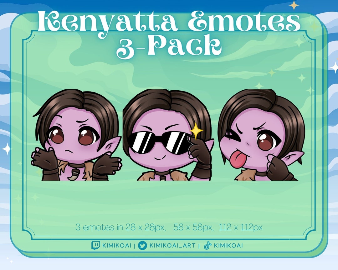 Palia Kenyatta Emote 3 Pack, Taunt, Blep, Cool, Sunglasses, Shrug for ...