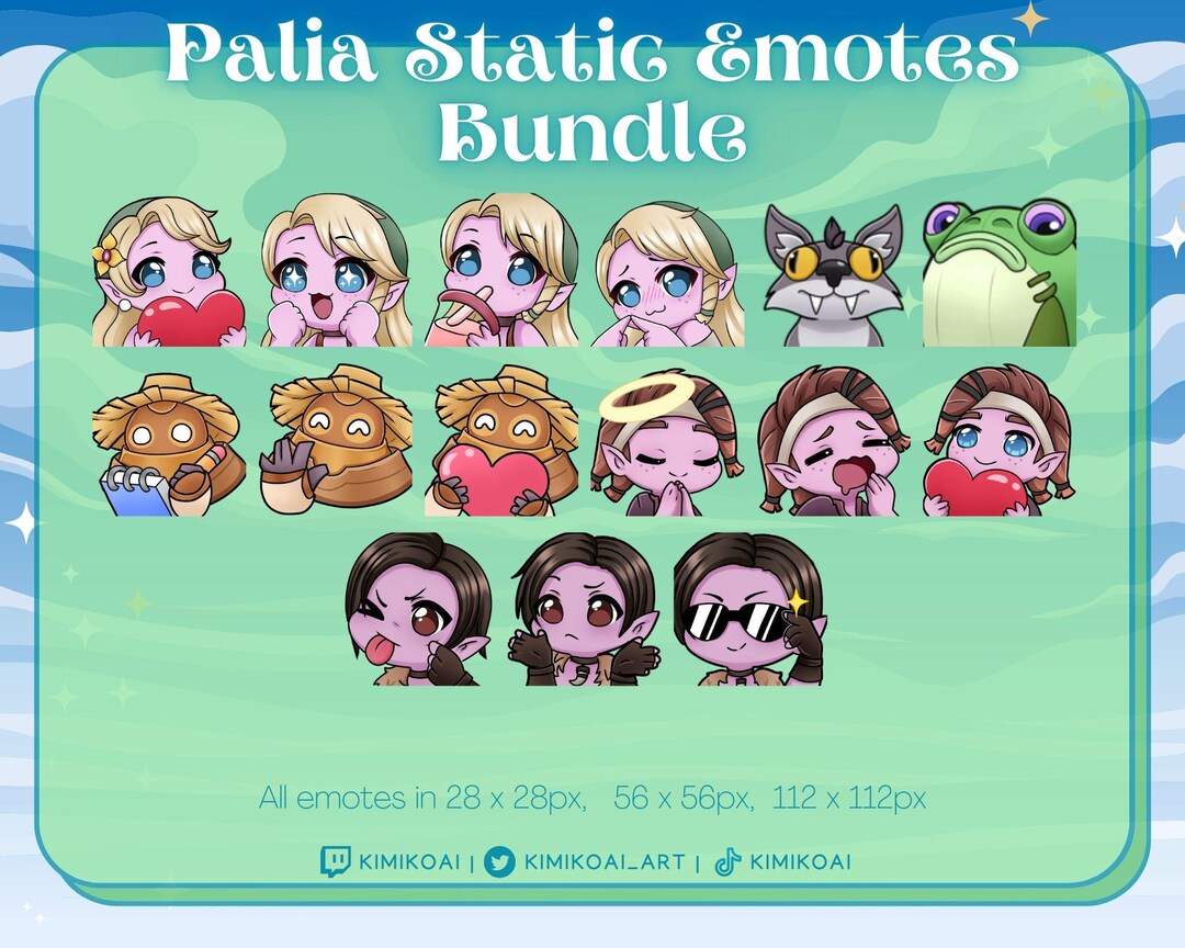 Palia Static Emote Bundle, Cozy Gaming Character Emotes, for Streamers ...