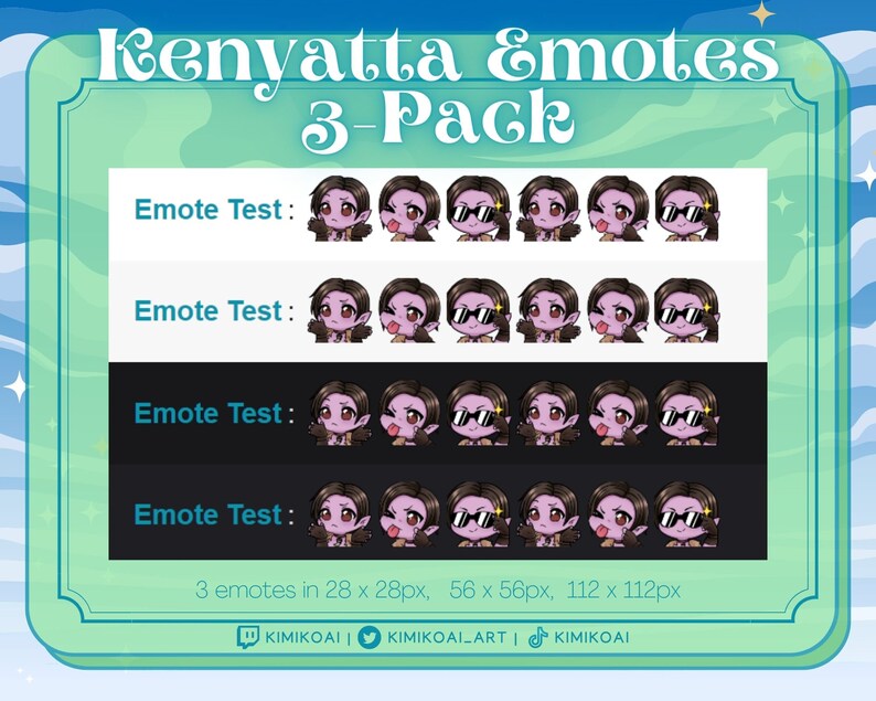Palia Kenyatta Emote 3 Pack, Taunt, Blep, Cool, Sunglasses, Shrug for ...
