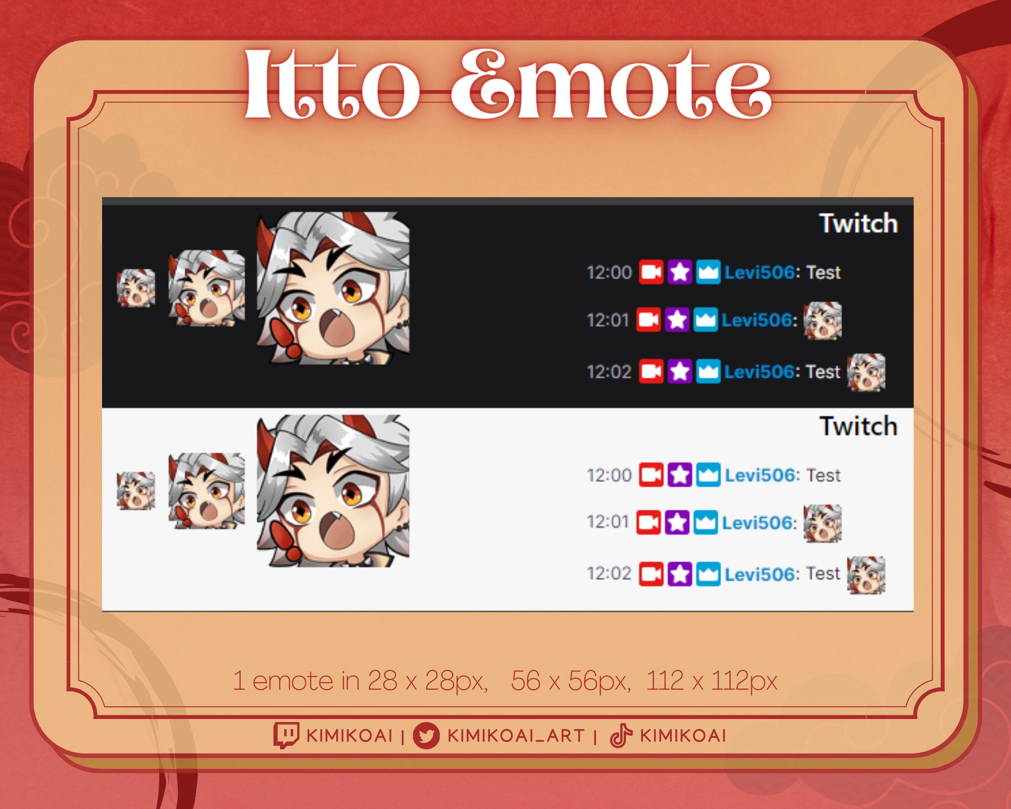 Genshin Impact Arataki Itto 3-pack Emote, Suprised, Yawn, Thumbs up ...