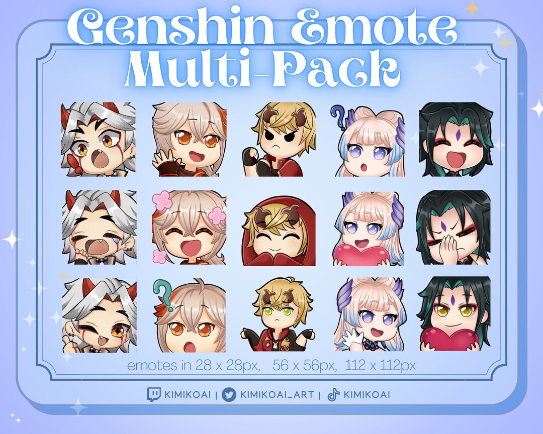 Genshin Impact Emote Multi-pack Includes 15 Emotes Kazuha, Kokomi, Xiao ...