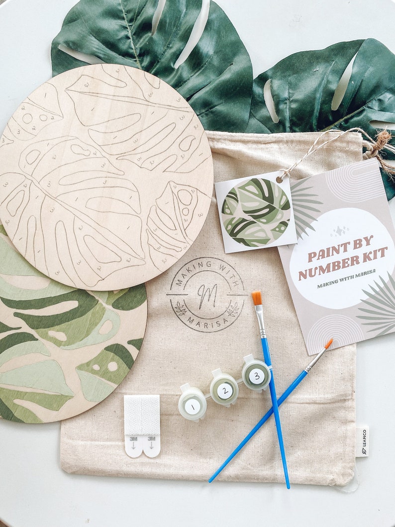 MONSTERA Beginner Friendly Paint by Numbers Kit Boho Wall Art for Plant Lovers DIY Tropical ...