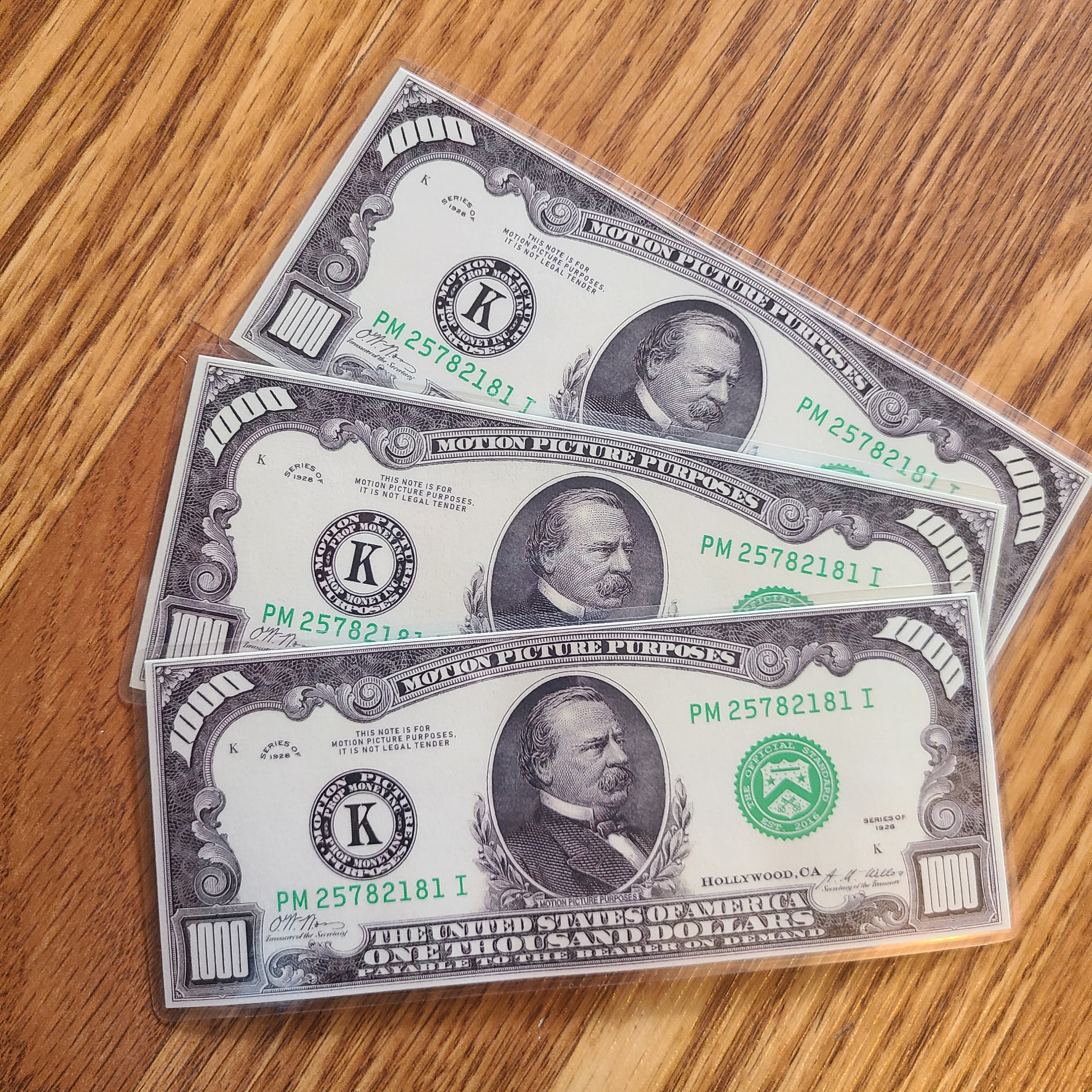 Set of 3/set of 5 Laminated/not Laminated 1000 Dollar Placeholder Bills ...