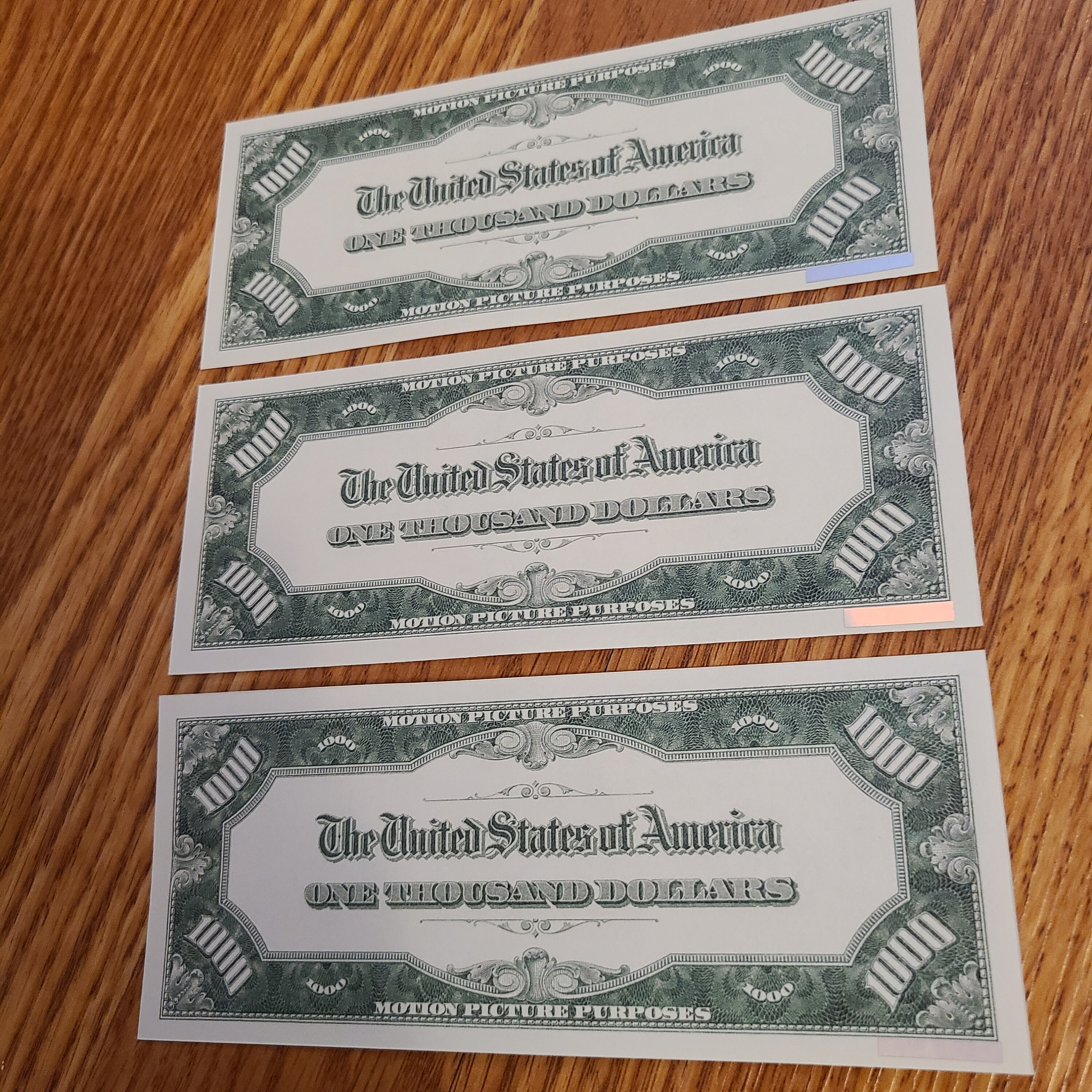 Set of 3/set of 5 Laminated/not Laminated 1000 Dollar Placeholder Bills ...