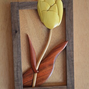 Yellow Tulip Intarsia Art Etsy