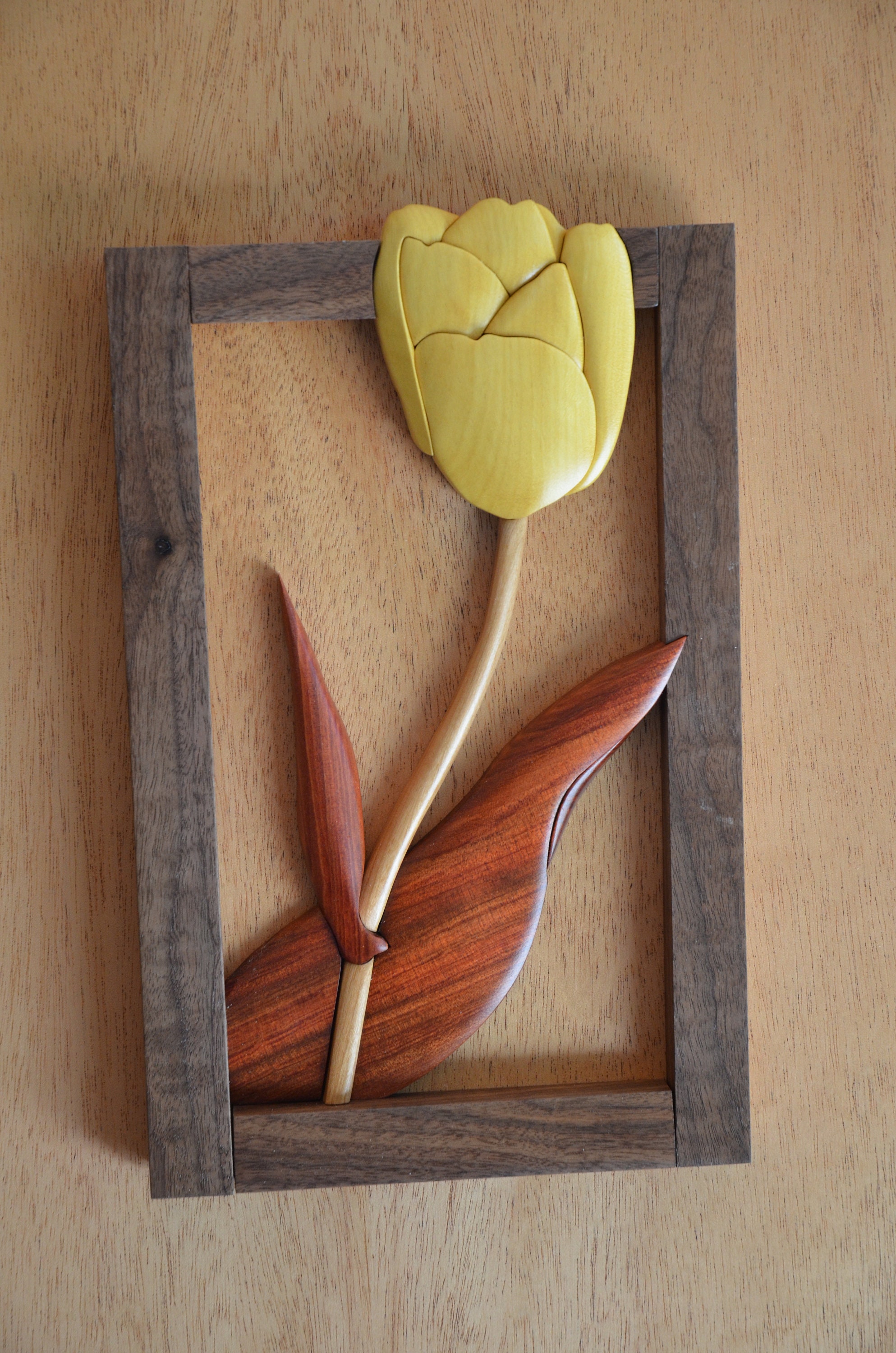 Yellow Tulip Intarsia Art Etsy