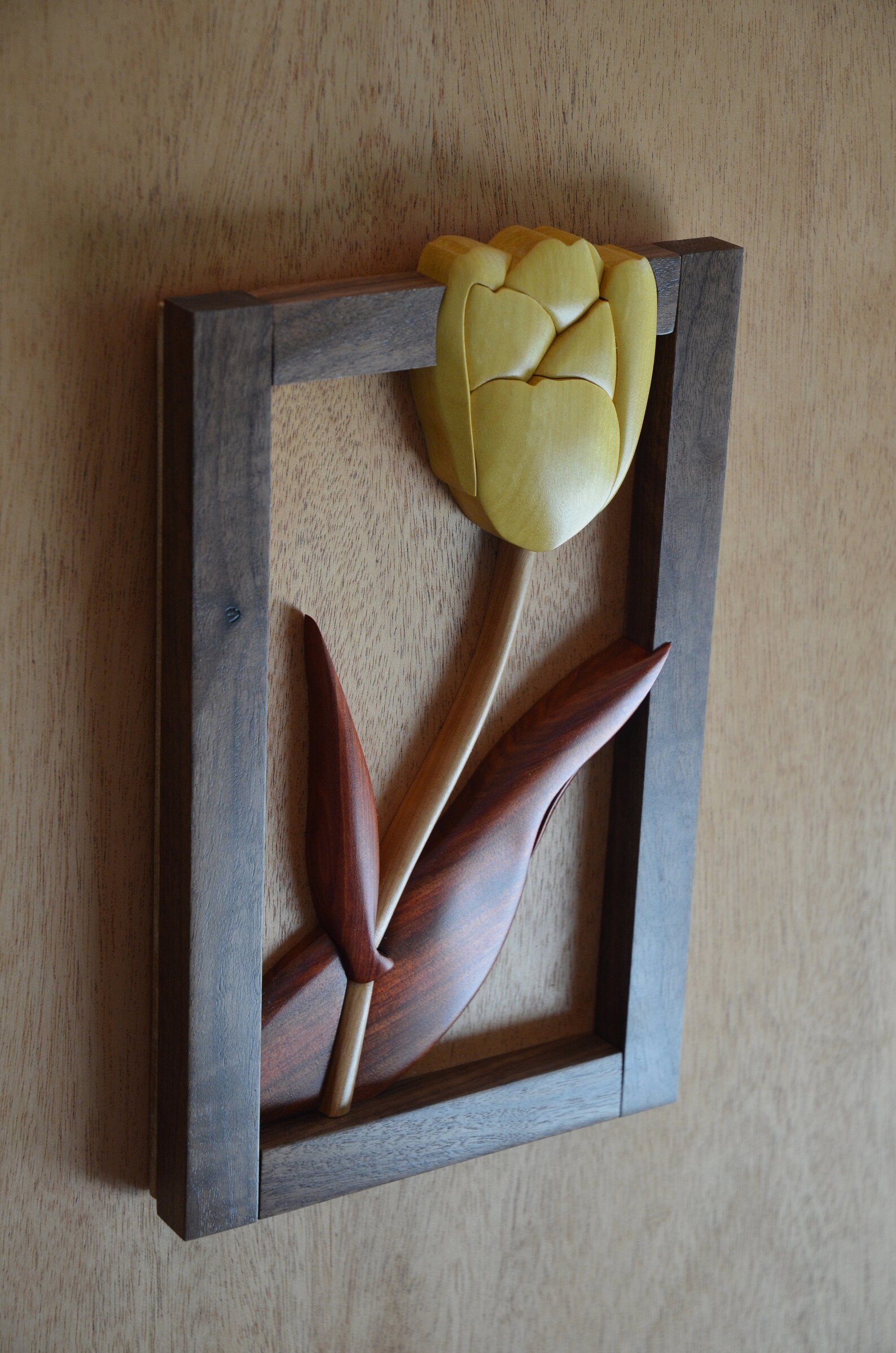 Yellow Tulip Intarsia Art Etsy