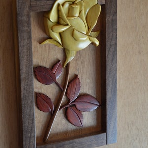 Yellow Rose Intarsia Art - Handmade - One-of-a-kind - Etsy