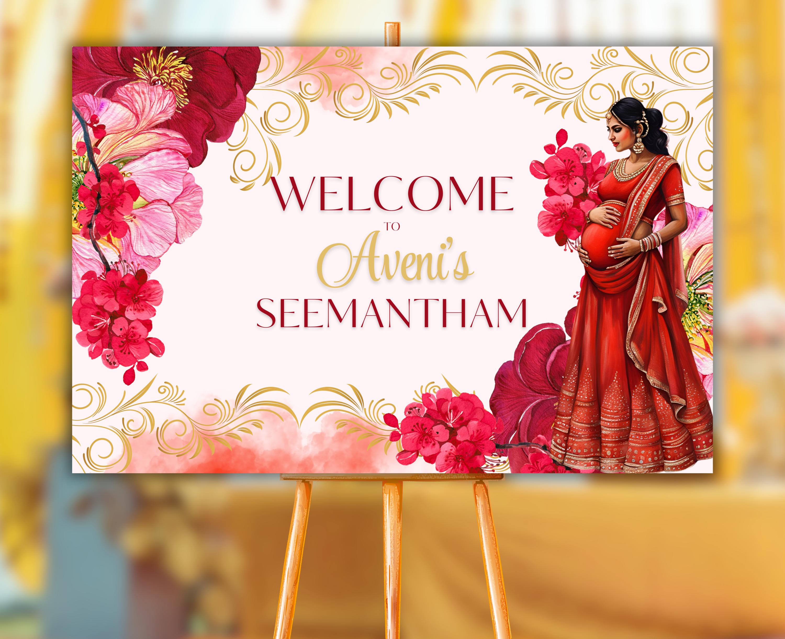 Indian Baby Shower Welcome Sign Baby Shower Godh Bharai Welcome Banner ...