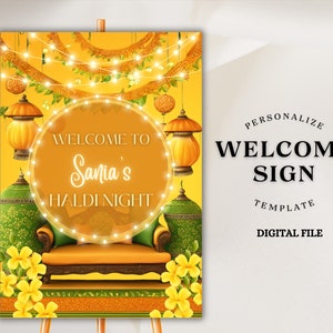 Mendhi Sign Mehendi Welcome Board Editable Printable Pithi Mayoun Haldi ...