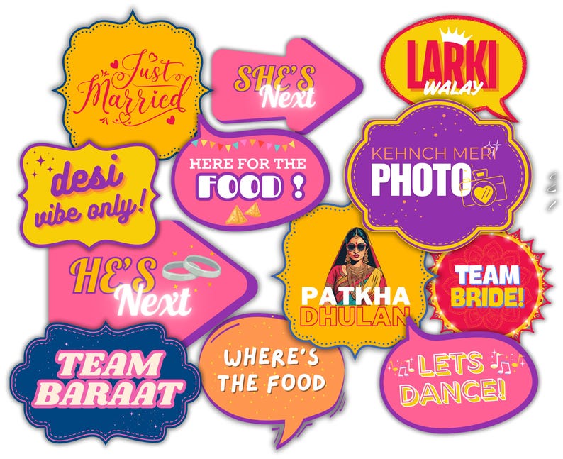 Fun Wedding Props Dholki DIY Photobooth Props Pakistani Wedding Photo ...