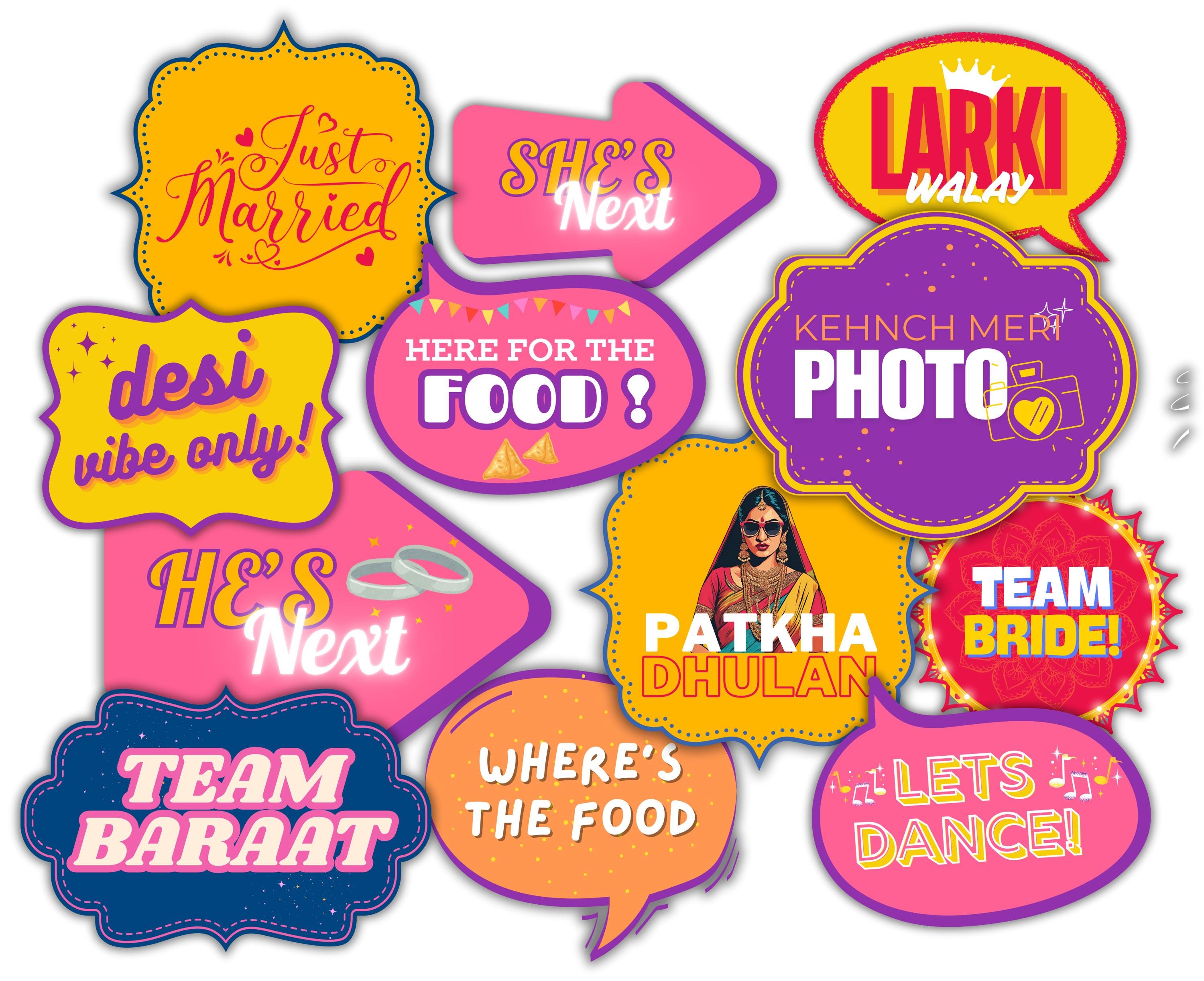 Fun Wedding Props Dholki DIY Photobooth Props Pakistani Wedding Photo ...