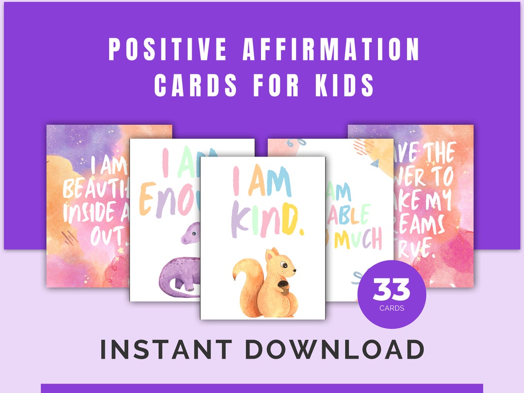 Printable Affirmation Cards for Kids Motivational Cards - Etsy
