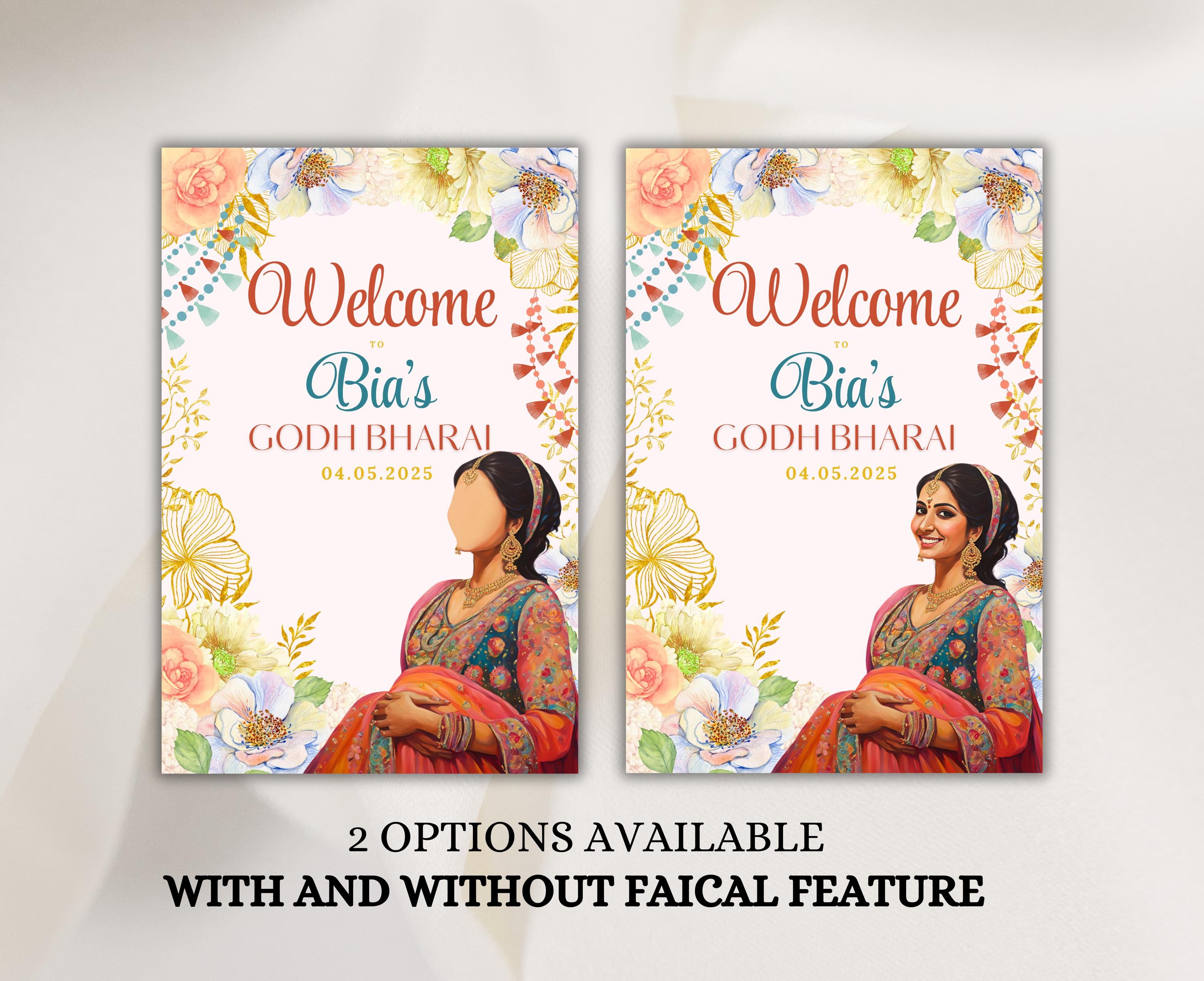 Floral Godh Bharai Welcome Board Seemantham Sign Valaikappu Sign Board ...