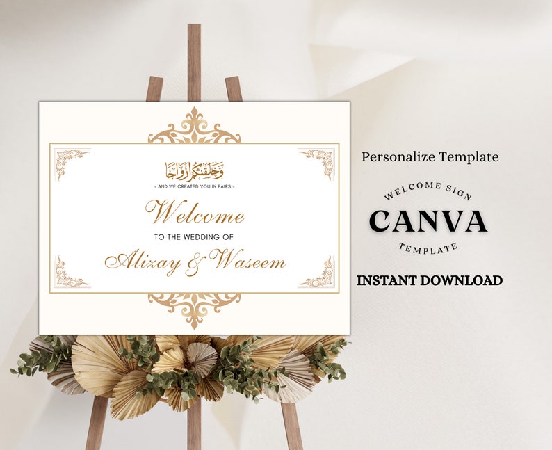 Nikkah Wedding Welcome Sign A3 Personalized Nikkah Nikah Sign Muslim ...