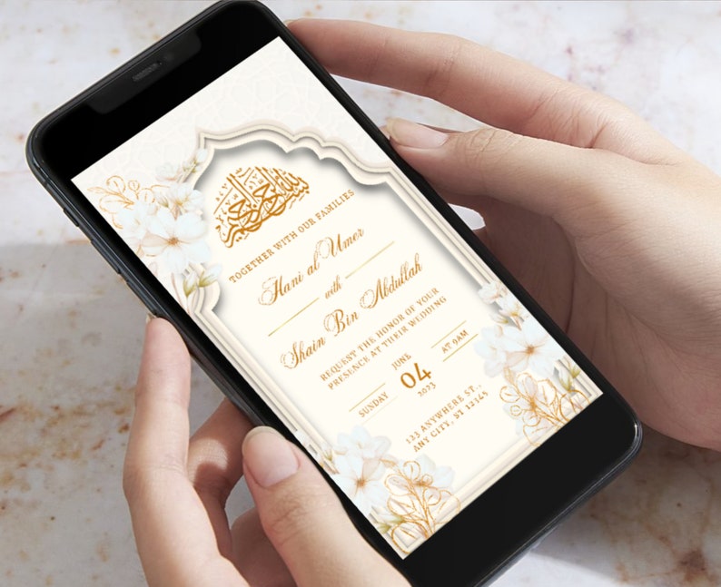 Arab Wedding Invitation Nikkah Invitation Digital Muslim Wedding ...