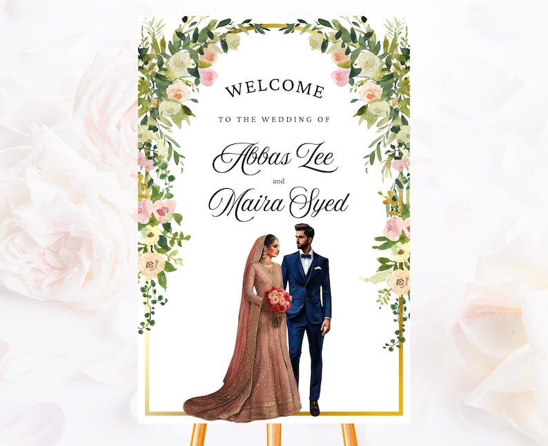 Walima Welcome Sign Indian Welcome Sign Customizable Ceremony Signage ...