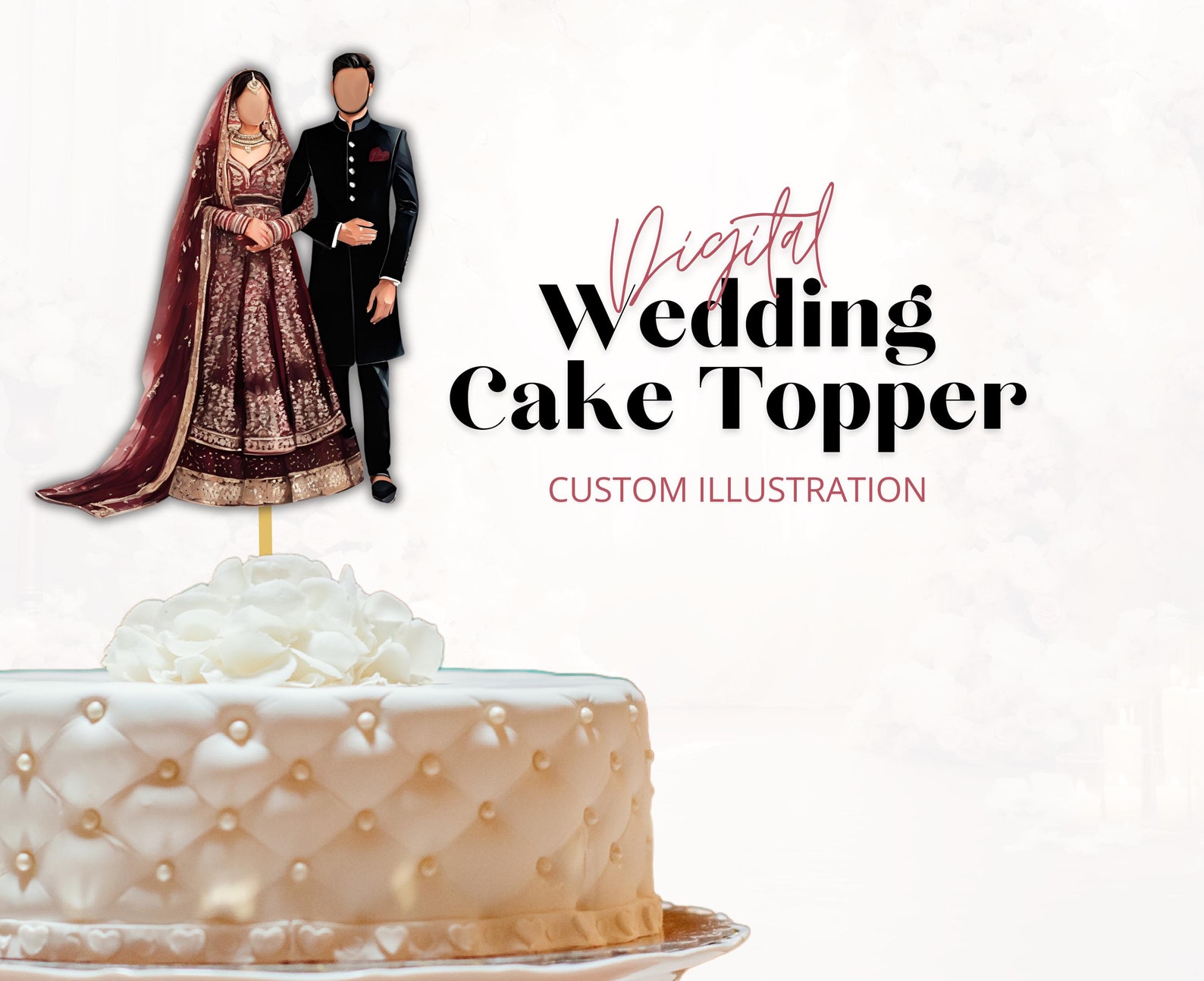 Custom Cake Toppers Custom Wedding Cake Topper Illustration for Wedding ...
