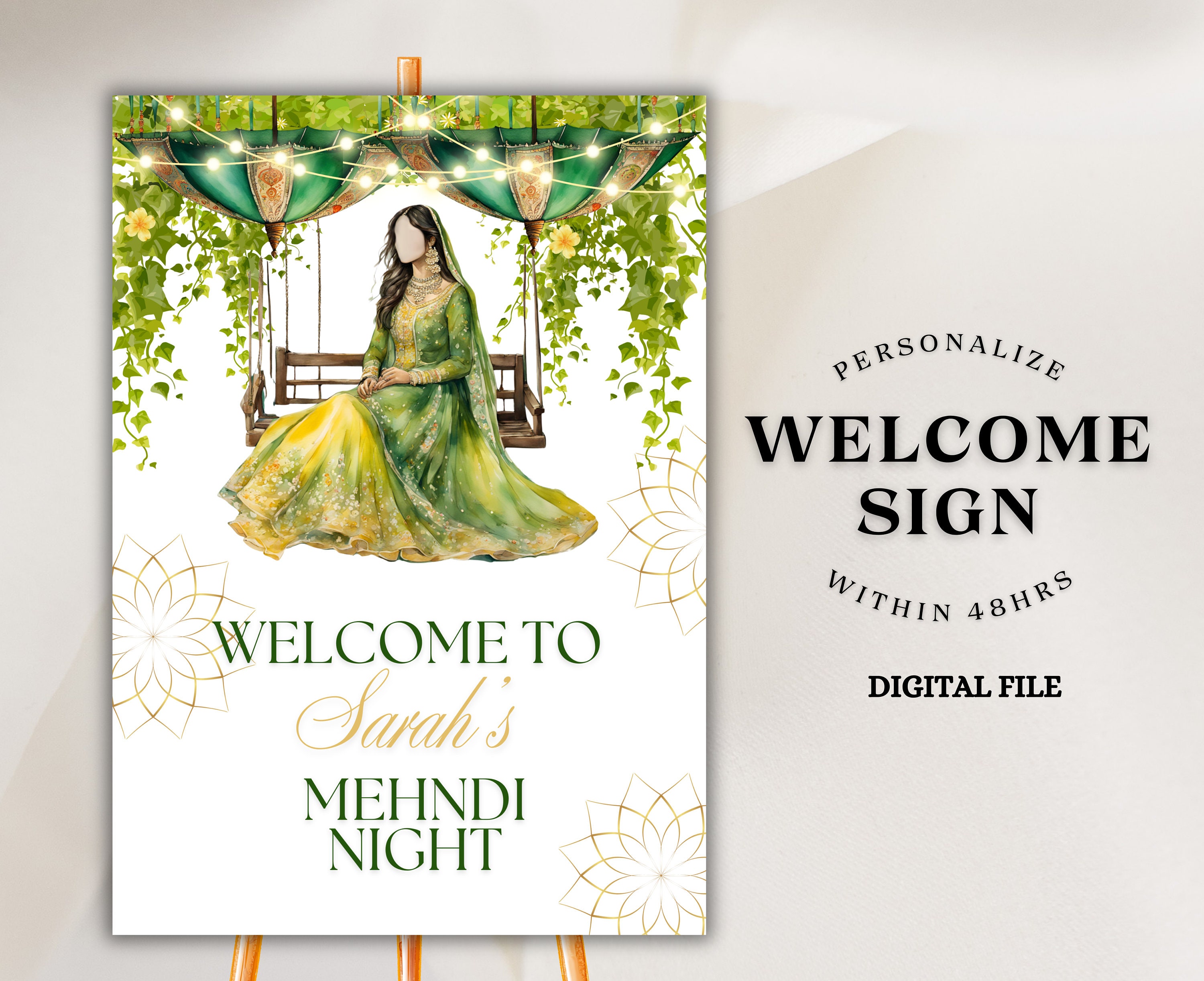 Custom Mendhi Sign Mehndi Welcome Sign Custom Mehndi Sign Dholki Sign ...