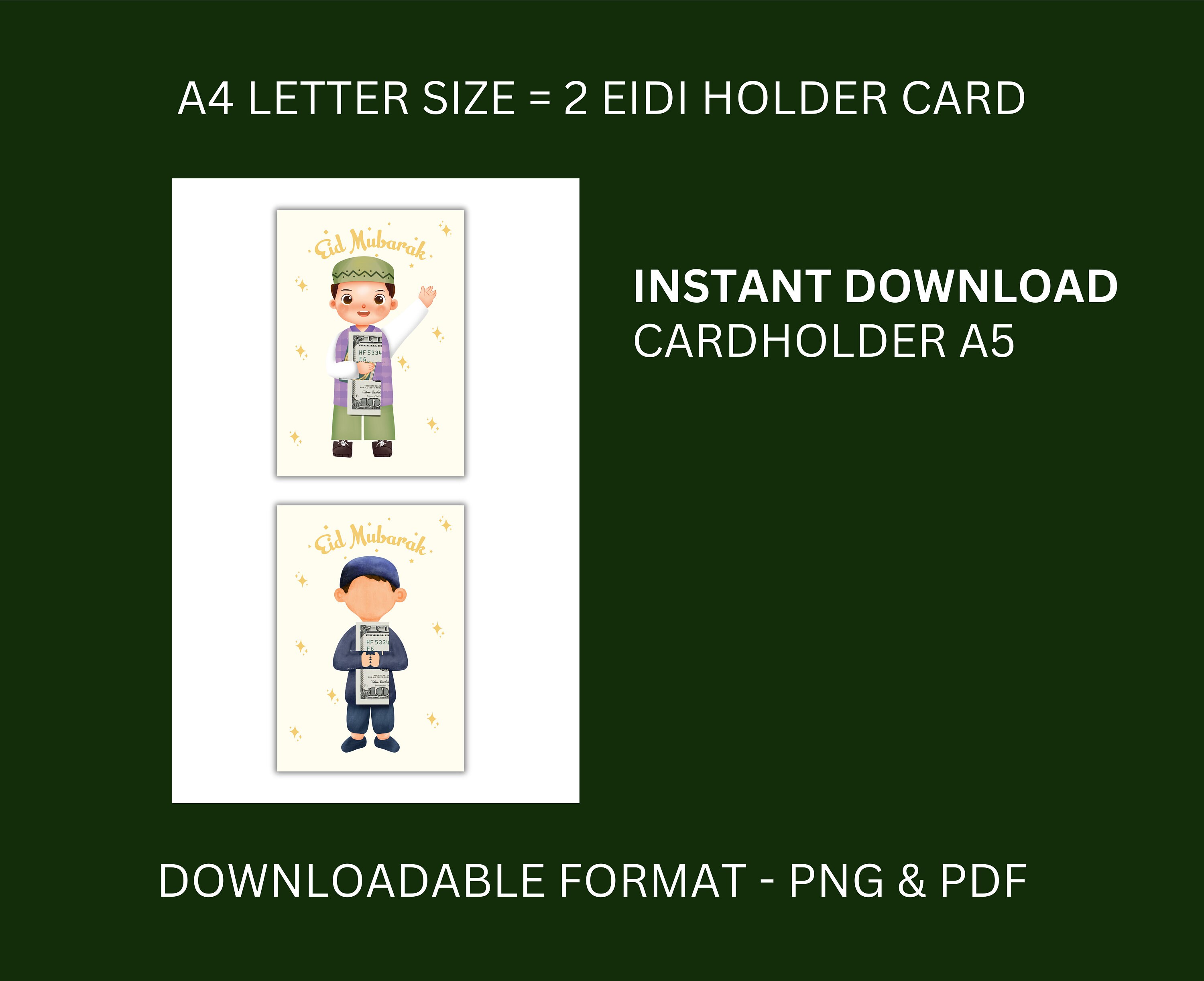 Eidee Money Envelope Card Holders Pack of 10 Eidi Card DIY Eidi Cash ...