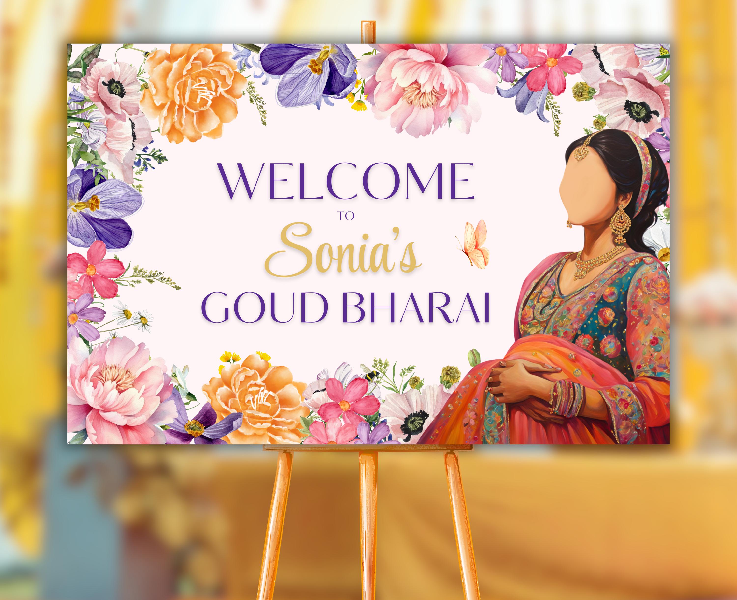 Indian Baby Shower Welcome Sign Baby Shower Godh Bharai Welcome Banner ...