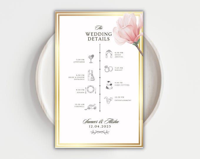 Muslim Wedding Program, Nikkah Timeline Poster, Nikkah Program & Nikkah ...