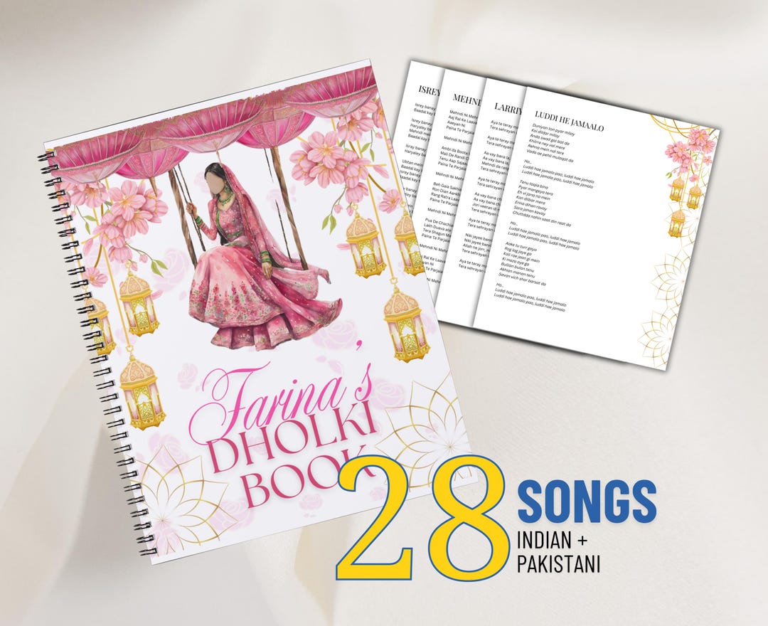 Printable Pink Dholki Song Book Digital Mehndi Desi Song Book Dholki ...
