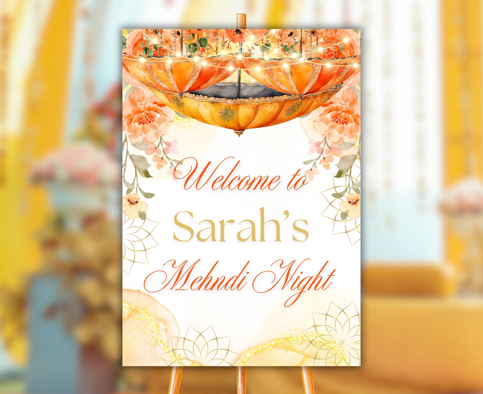 Mendhi Ki Raat Welcome Sign | Mehendi Signboard | Editable and ...