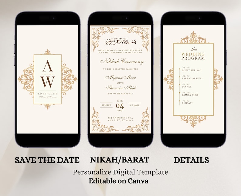 Nikkah Invitation Template Digital Muslim Wedding Invitation Electronic ...