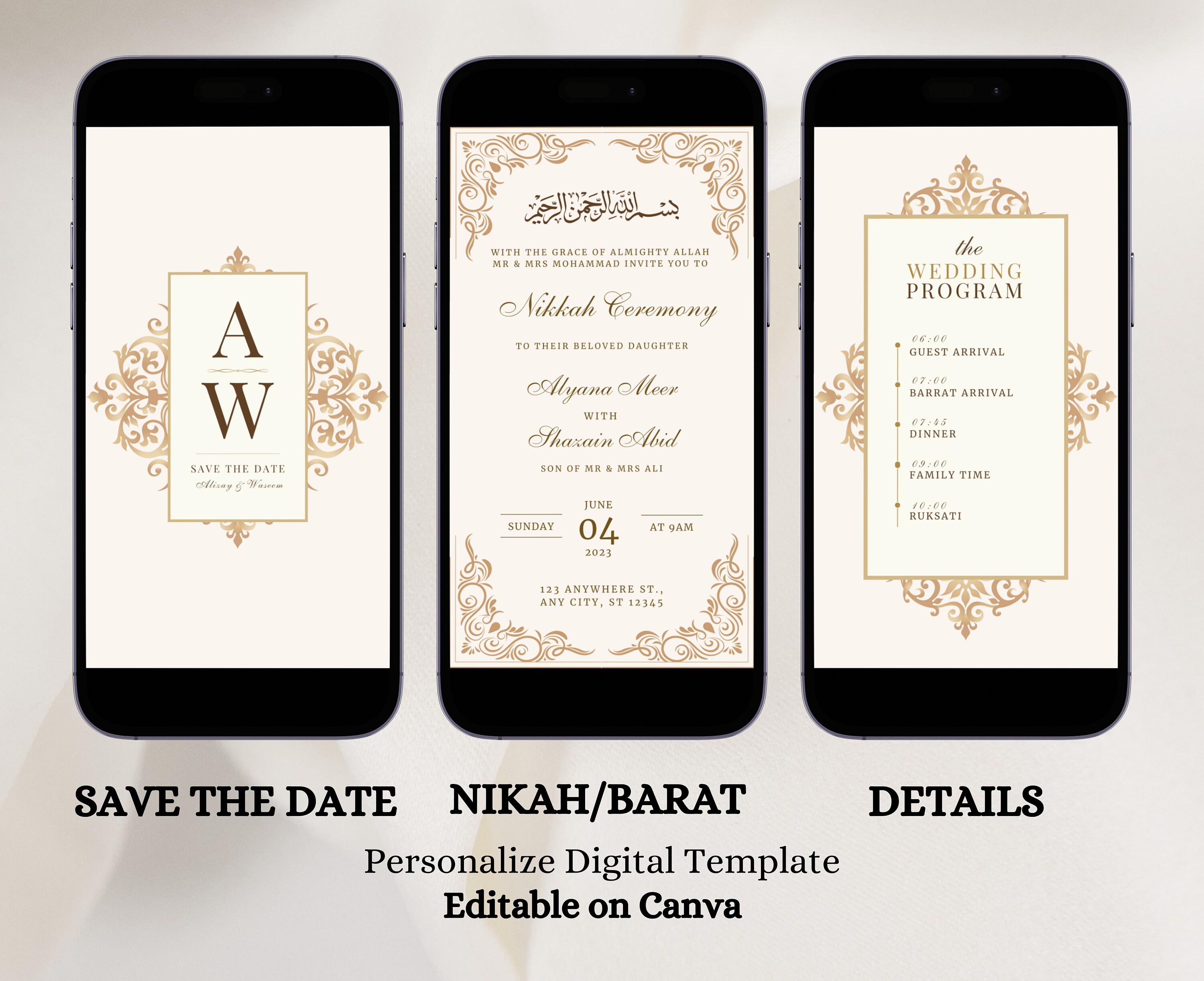 Nikkah Invitation Template Digital Muslim Wedding Invitation Electronic ...