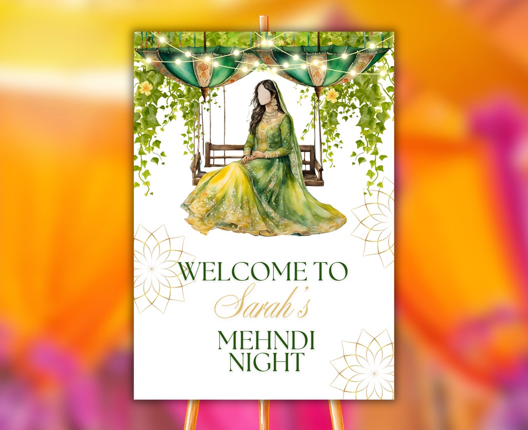 Custom Mendhi Sign Mehndi Welcome Sign Custom Mehndi Sign Dholki Sign ...