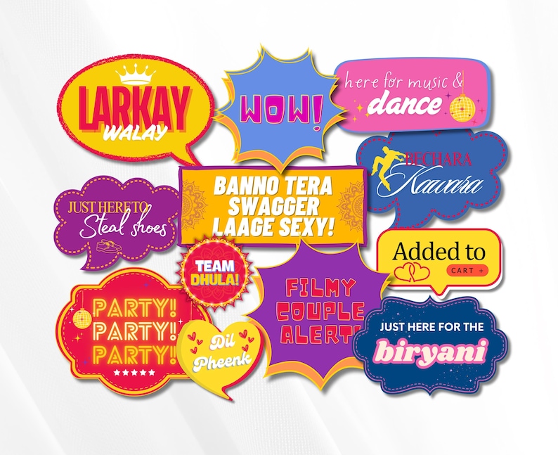 Fun Wedding Props Dholki DIY Photobooth Props Pakistani Wedding Photo ...