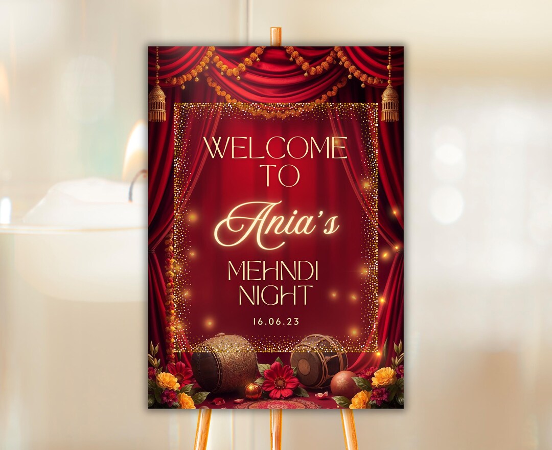 Henna Party Sign Mehendi Night Sign for Bride Mehndi Ki Raat Sign for ...