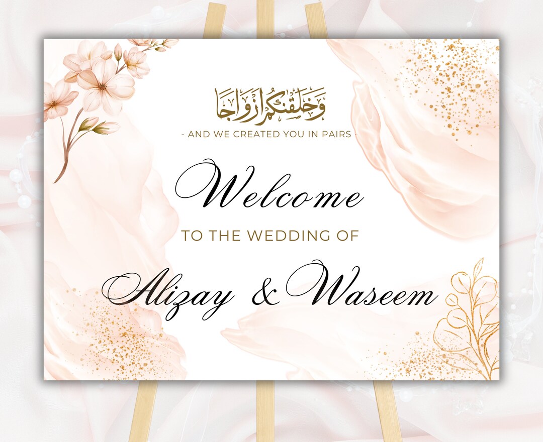 Nikkah Wedding Welcome Sign A3 Peach Personalized Nikkah Nikah Sign ...