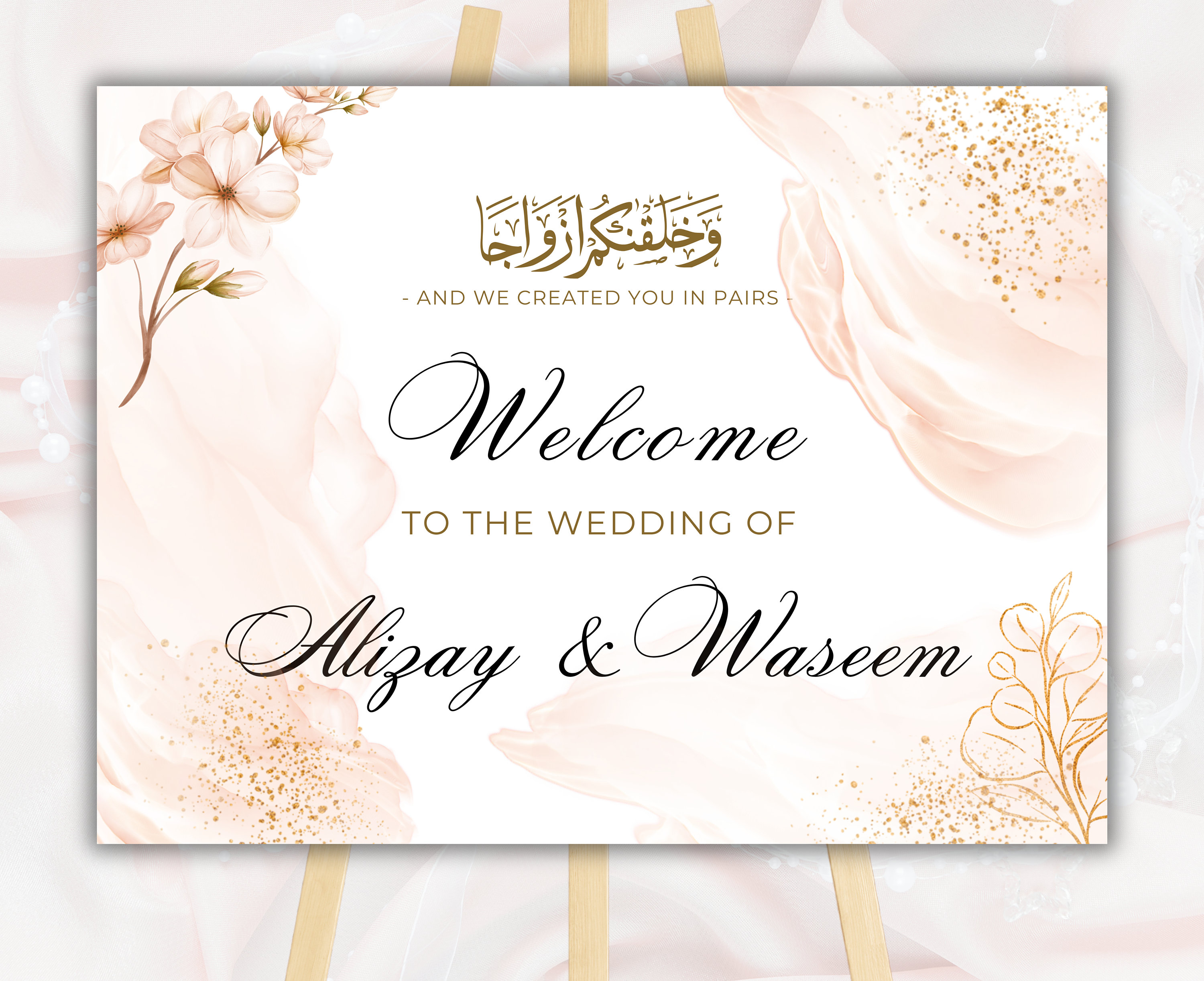 Nikkah Wedding Welcome Sign A3 Peach Personalized Nikkah Nikah Sign ...
