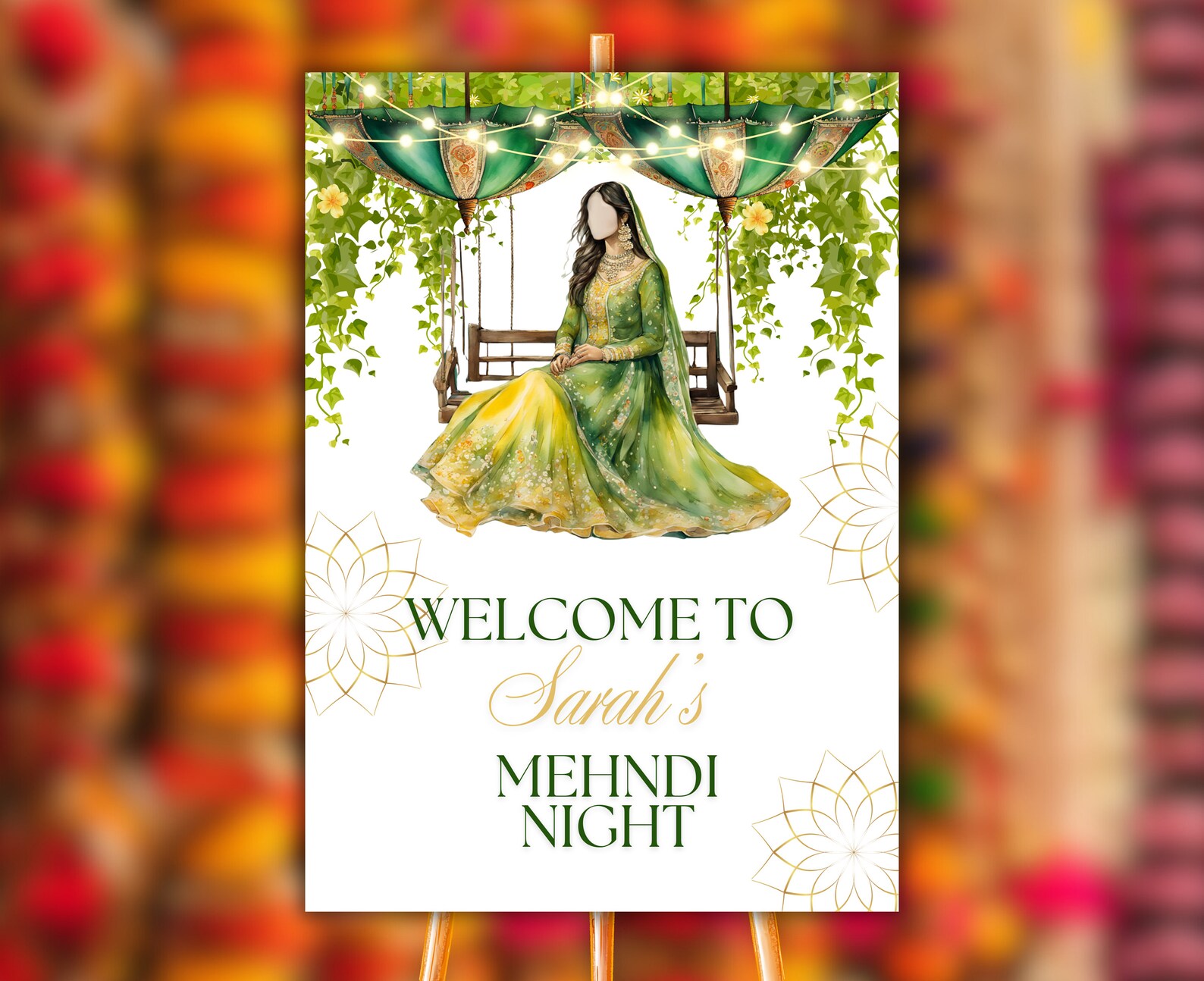 Custom Mendhi Sign Mehndi Welcome Sign Custom Mehndi Sign Dholki Sign ...