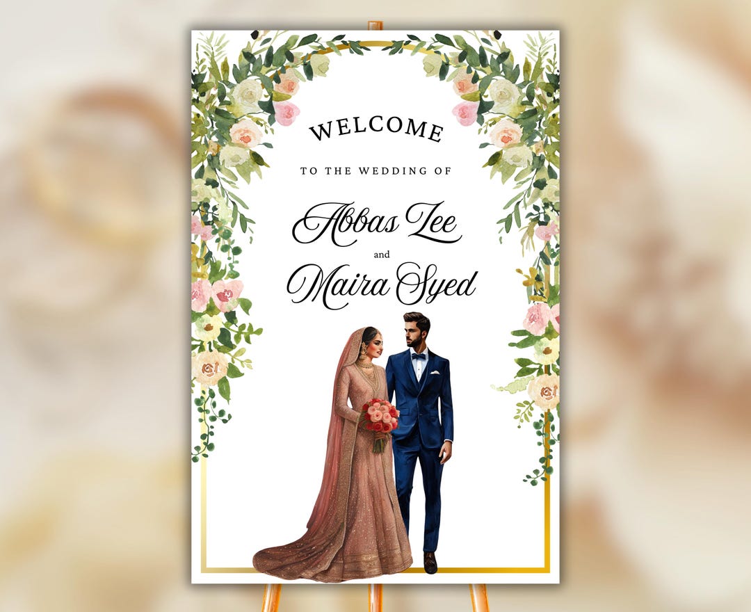 Walima Welcome Sign Indian Welcome Sign Customizable Ceremony Signage ...