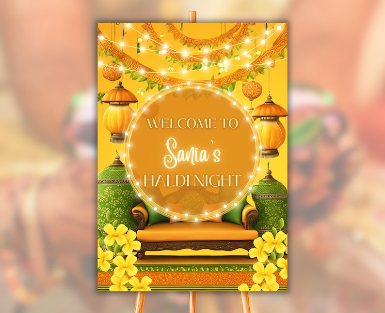 Mendhi Sign Mehendi Welcome Board Editable Printable Pithi Mayoun Haldi ...