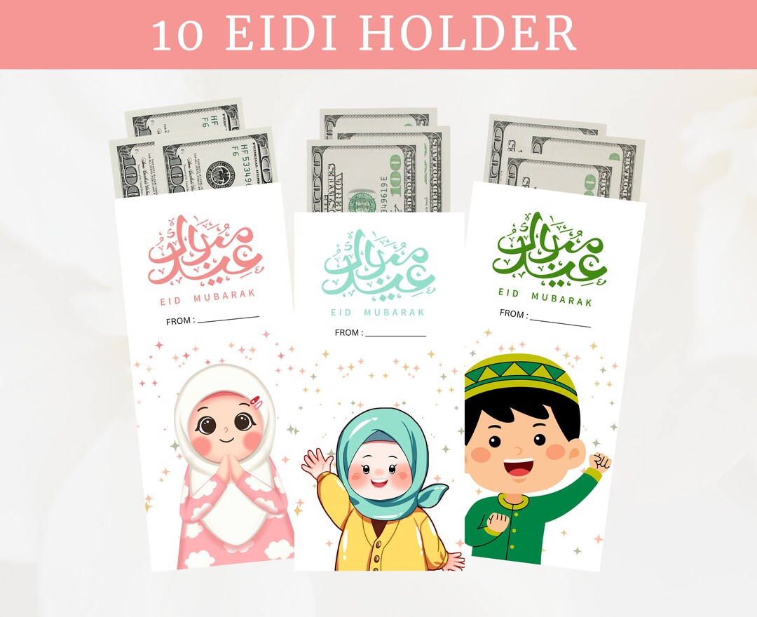 Eidee Money Envelope Card Holders Pack of 10 Eidi Card DIY Eidi Cash ...